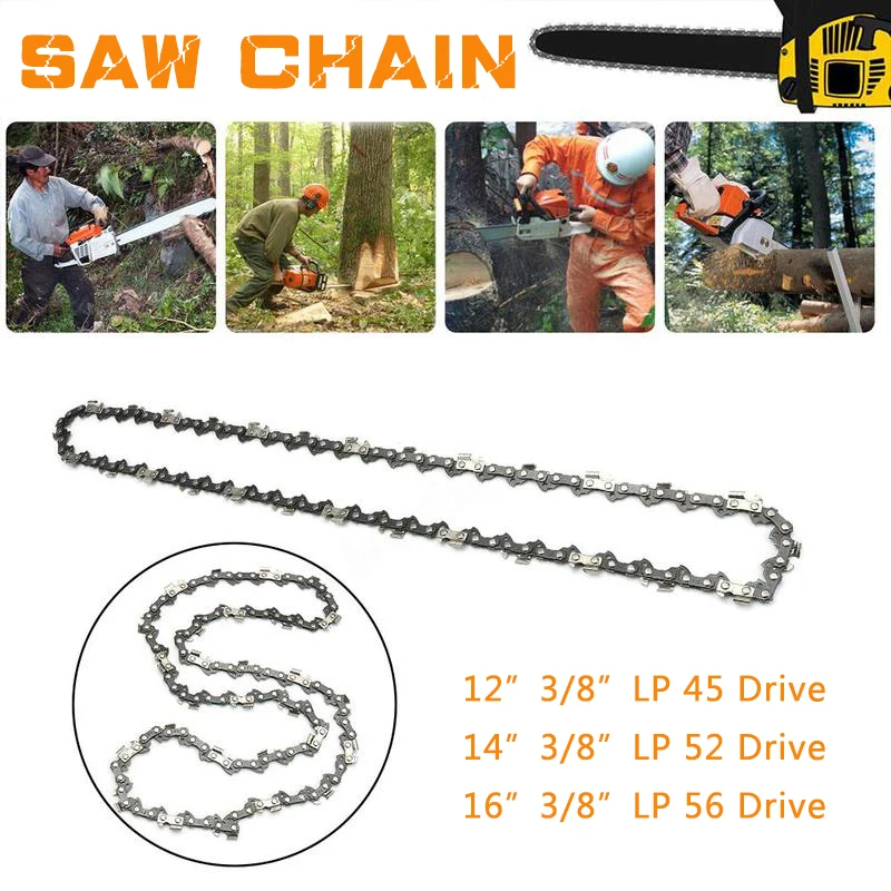 1pc 12/14/16 Inch Metal Chainsaw Chain 3/8 Pitch Saw Chain 45/52/56 ...