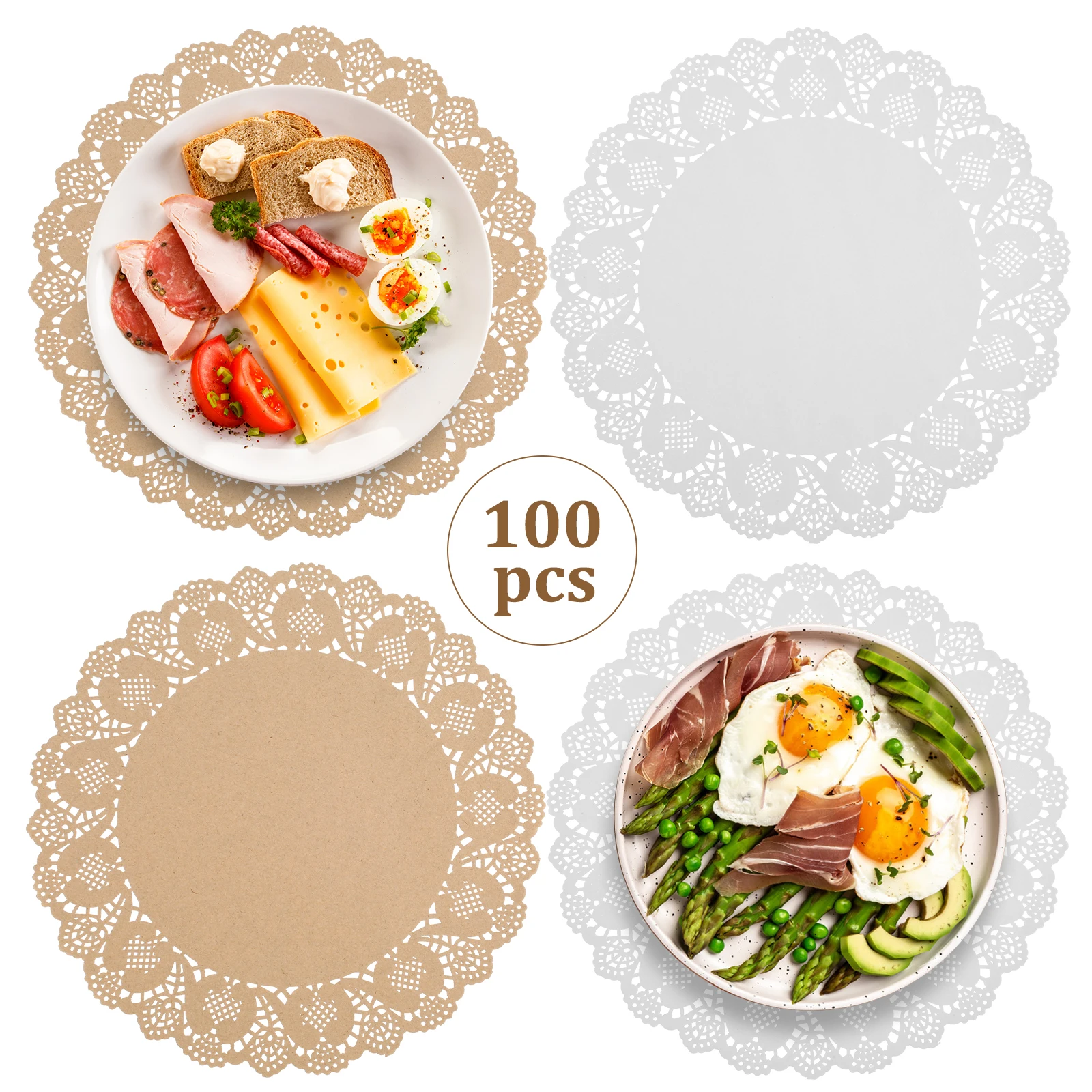 100 Sheets Paper Table Pads 34cm Round Lace Paper Place Mats Doilies ...