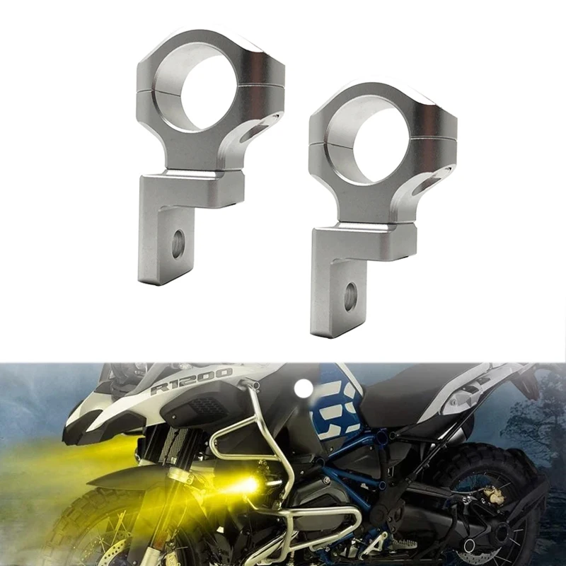 1 Pair Motorcycle LED Auxiliary Fog Light Bracket Mount 25mm Bumper ...