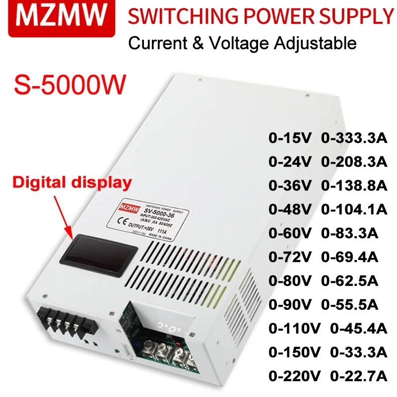 MZMW Switching Power Supply 5000W 24/36/48/60/72/110/220V AC/DC High ...