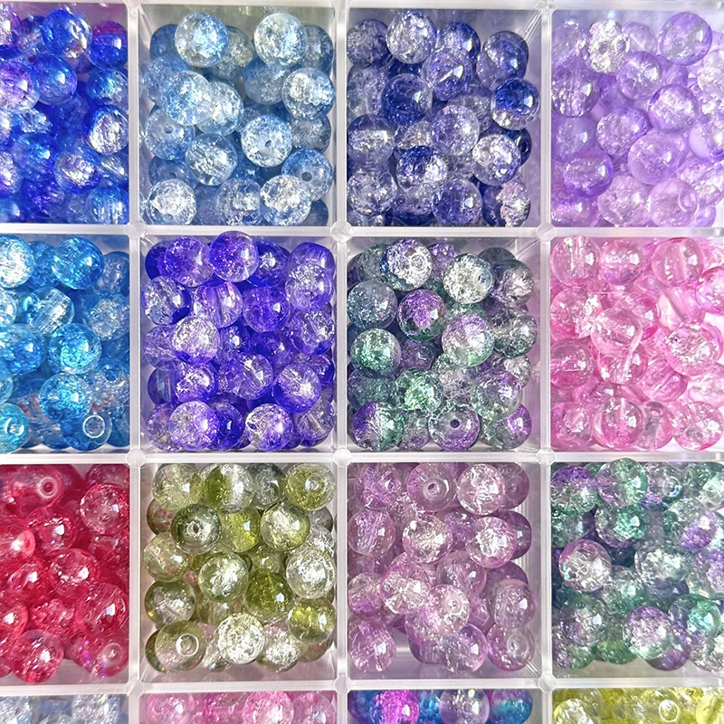 4 6 8 10mm Cracked Crystal Beads High-Quality Dual Color Glass Beads ...