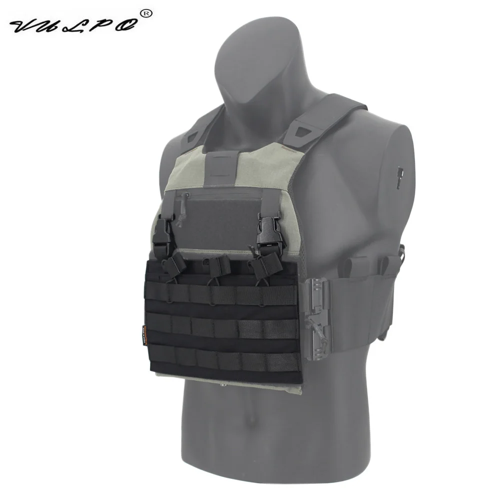 VULPO Tactical Vest Molle 프론트 플레이트 분리 가능 5.56 M4 트리플 매거진 파우치 패널 플랩 ...