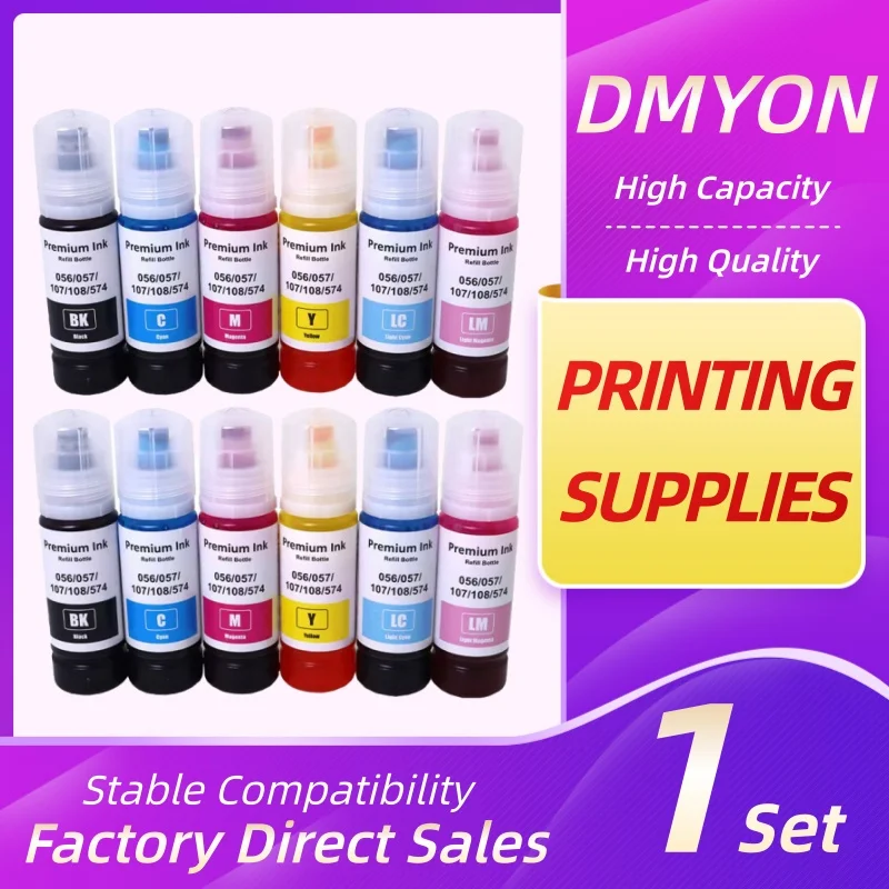 1Set/6Color 107 108 574 Refill Dye Ink For Epson 056 057 Compatible For ...