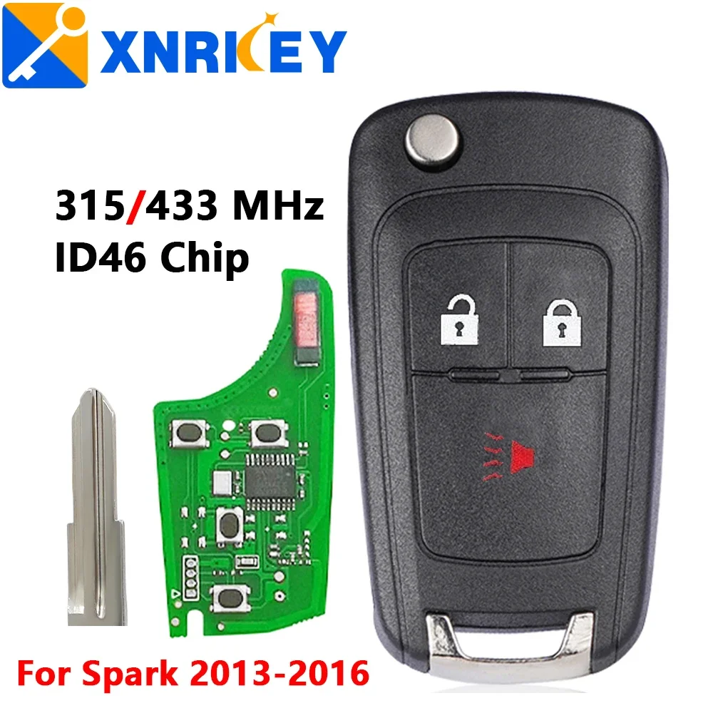 XNRKEY-3-Button-Flip-Folding-Remote-Car-Key-ID46-Chip-315-433Mhz-for ...