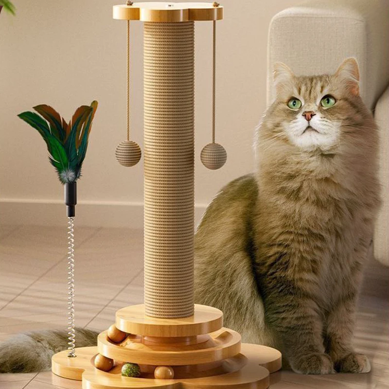 Pet-Cat-Toy-Solid-Wood-Cat-Turntable-Funny-Cat-Stick-Balls-Durable ...