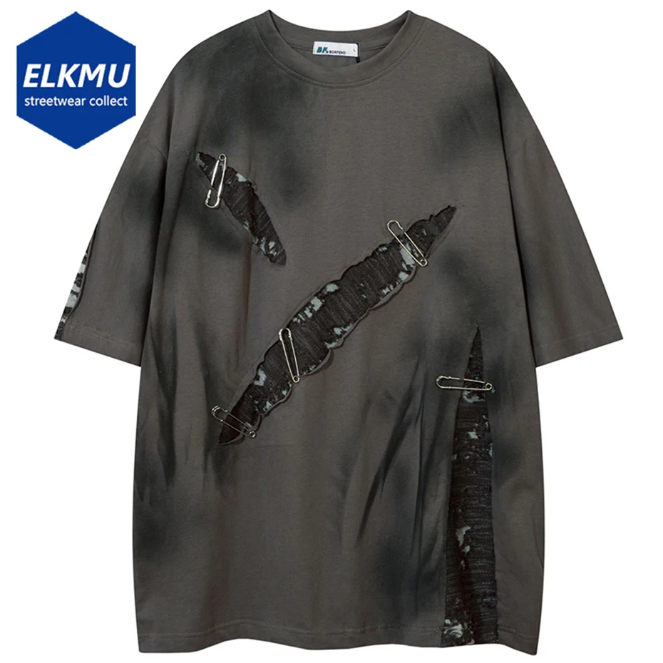 Ripped Grunge T Shirt Oversized Men Tee Harajuku Streetwear Hip Hop T ...