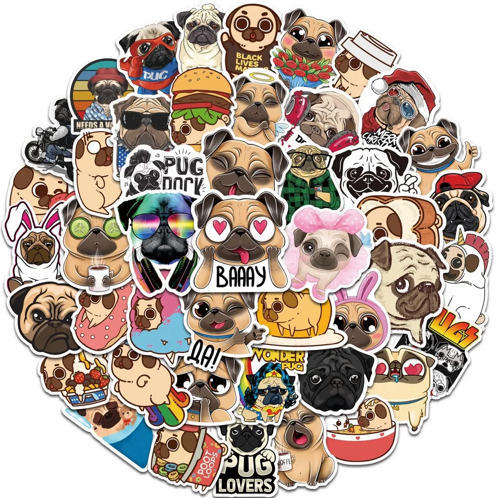50pcs-Funny-Animal-Dog-Pug-Stickers-Kawaii-Stationery-Scrapbooking ...