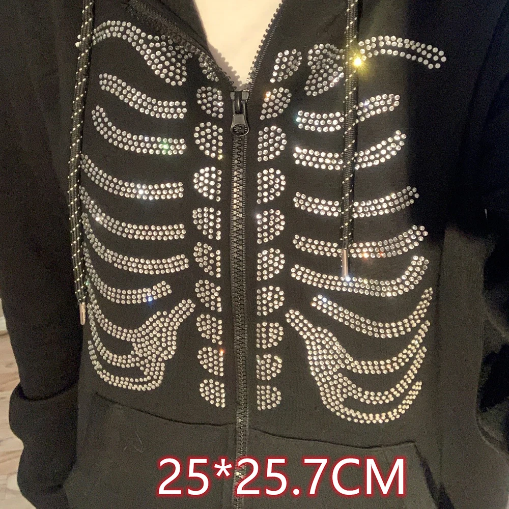 Iron-on-Rhinestone-Skeleton-Transfer-Skull-Strass-Applique-Patch-Heat ...