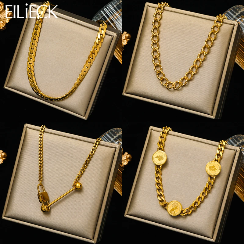 EILIECK-316L-Stainless-Steel-Gold-Color-Waterproof-Necklace-For-Women ...