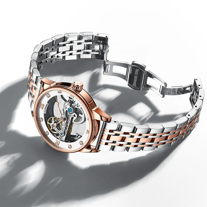 GUANQIN-reloj-mec-nico-doble-transparente-para-hombre-cron-grafo-autom ...