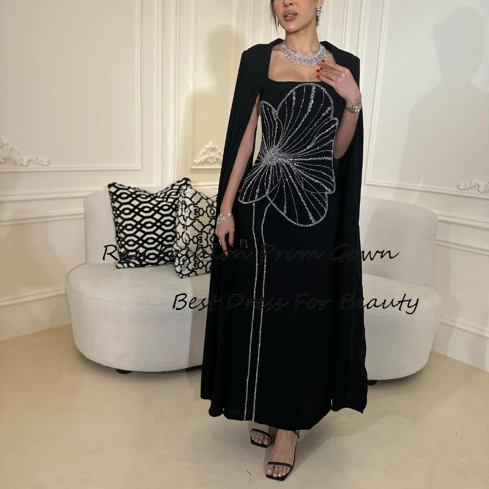 Ray-Fashion-Brilliant-Evening-Dress-Square-Neck-Beading-Long-Sleeves ...