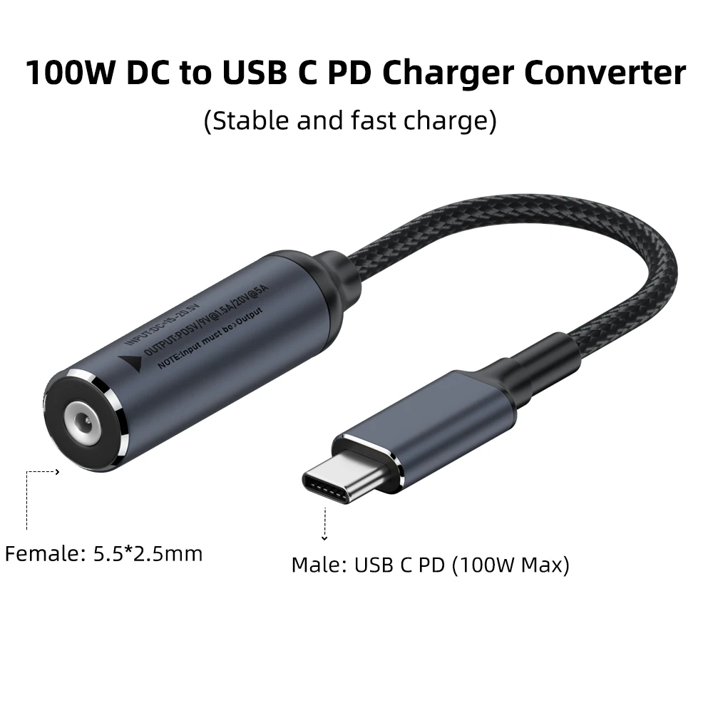 100W-DC-5-5X2-5mm-19V-to-USB-C-PD-Power-Adapter-Converter-for-Asus ...
