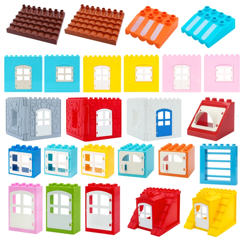 Big Building Blocks Dolls Home Roof Wall Window Door Compatible Large ...