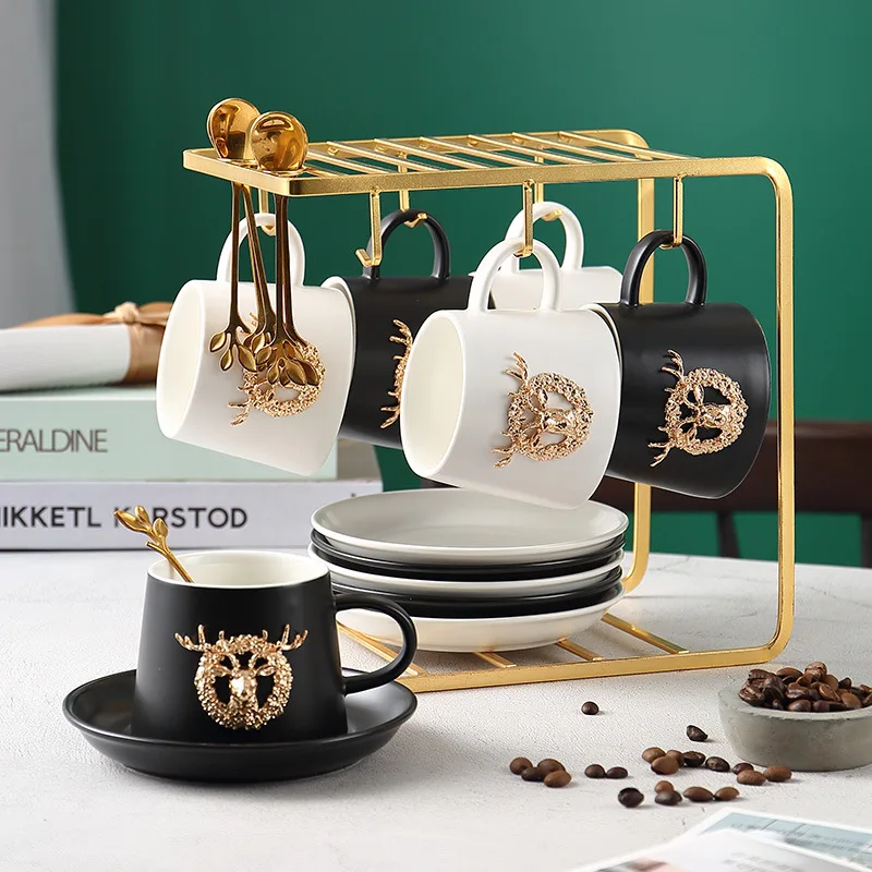 Coffee-Cup-Set-Coffee-Cup-Saucer-Set-Afternoon-Tea-Cup-Black-and-White ...