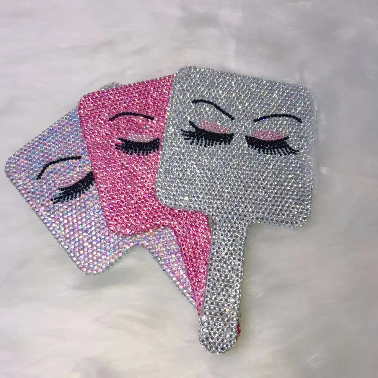 Bling-Eye-Brow-Handheld-Mirror-Portable-Rhinestone-Kawaii-Makeup ...