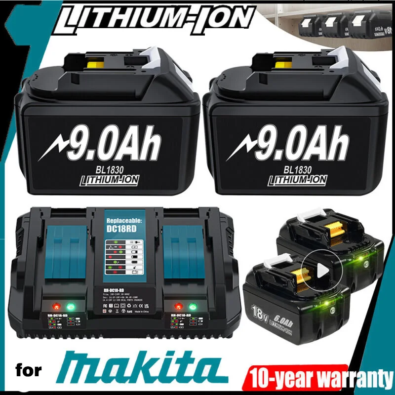 18V 9Ah 6Ah Battery for Makita 18V BL1850 BL1830 LXT BL1860B / Dual ...