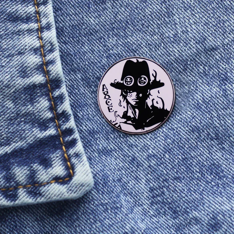 One Piece Enamel Pins Collect Portgas D Ace Metal | One piece ...