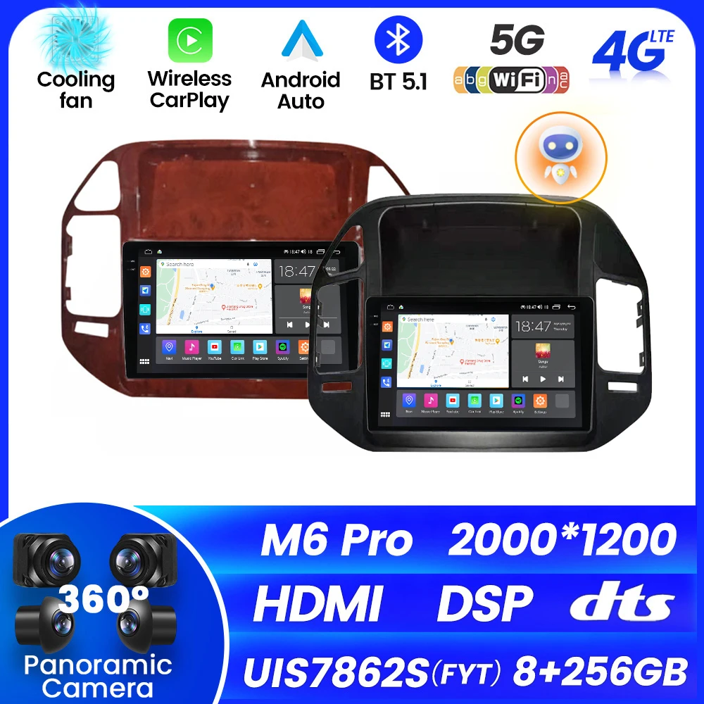 FYT-Autoradio Android 12 pour Mitsubishi Pajero 3, M6Pro Plus, V70, V60, 1999-2006, Limitation ...