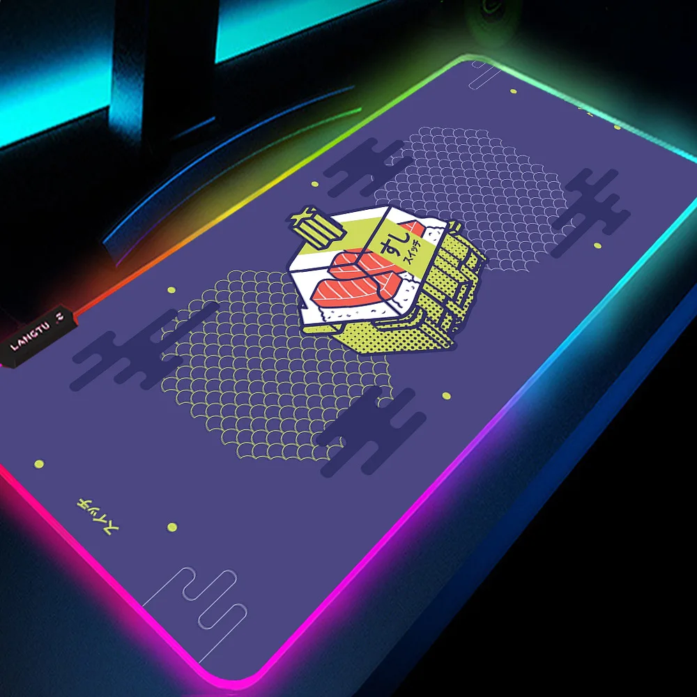 Rgb Switch Pad Playmat Mouse Pad Purple Led Backlit Mat Japan Desk Mat ...