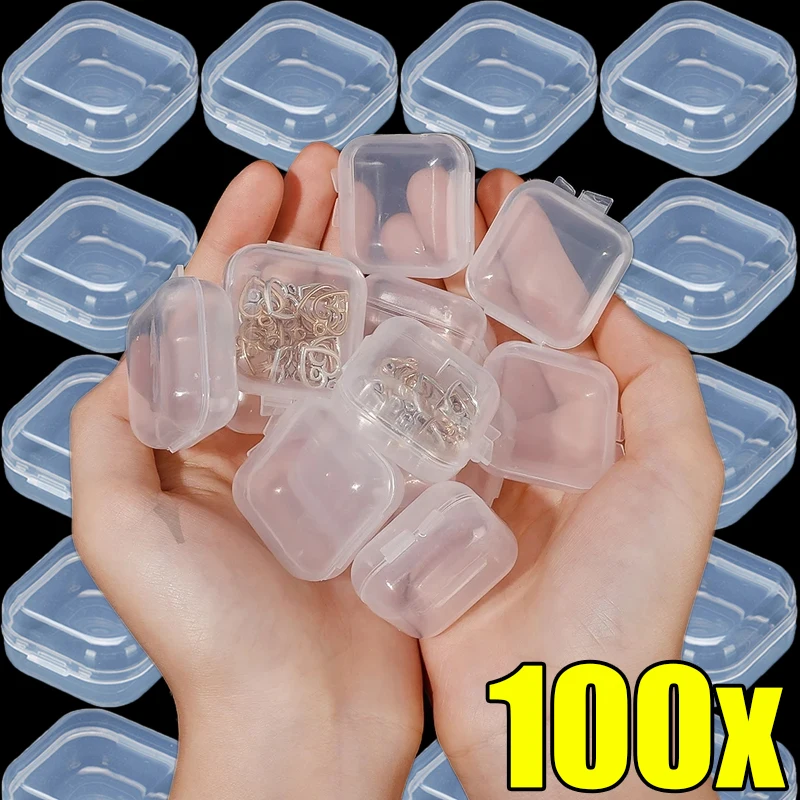 100/1PCS Mini Storage Box Transparent Plastic Storage Box Jewelry ...