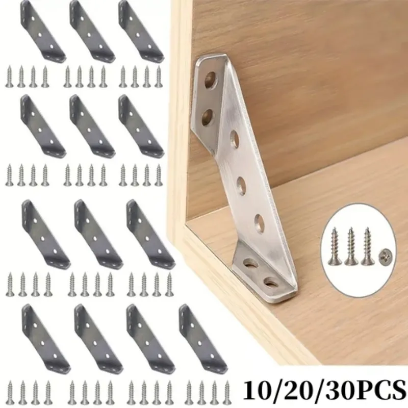 10-20-30PCS-Stainless-Steel-Angle-Corner-Brackets-for-Furniture-Right ...
