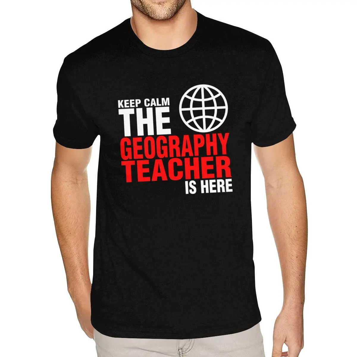 Vintage Graphic Keep Calm The Geography Teacher Is Here T-Shirt for Men ...