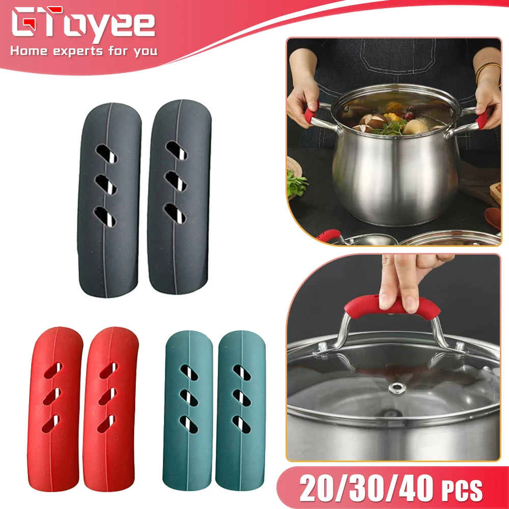 20-40Pcs-Silicone-Pan-Handles-Anti-Scalding-Cover-Pot-Handle-Clip-Heat ...