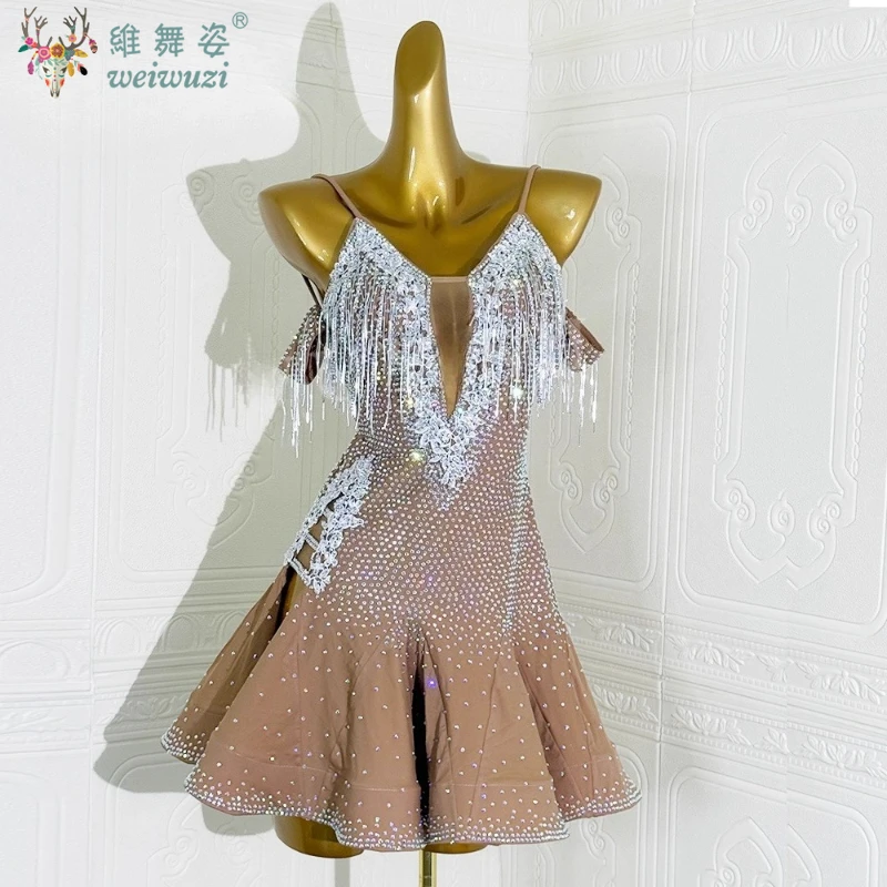 Latin Dance Competition Dress High-end Custom Sleeveless Slim-fit With ...