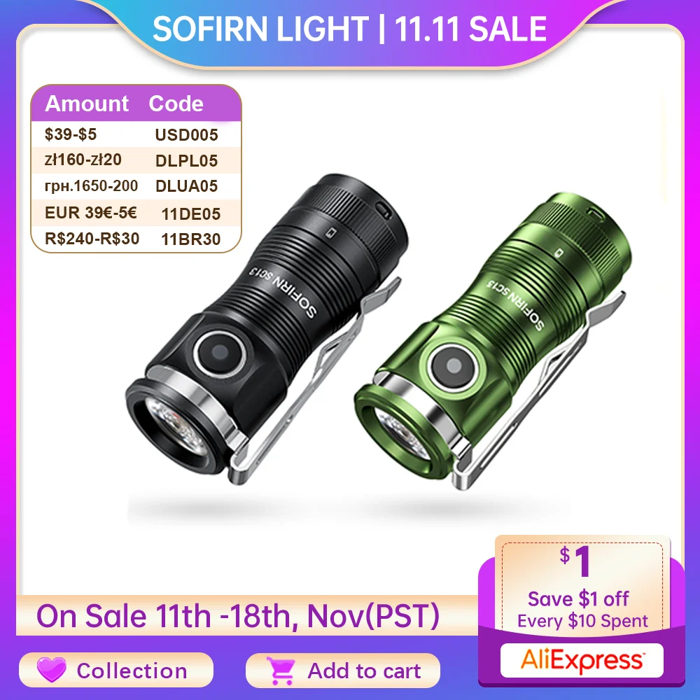 Sofirn-Mini-SC13-Powerful-Flashlight-SST40-519A-LED-1300lm-18350 ...