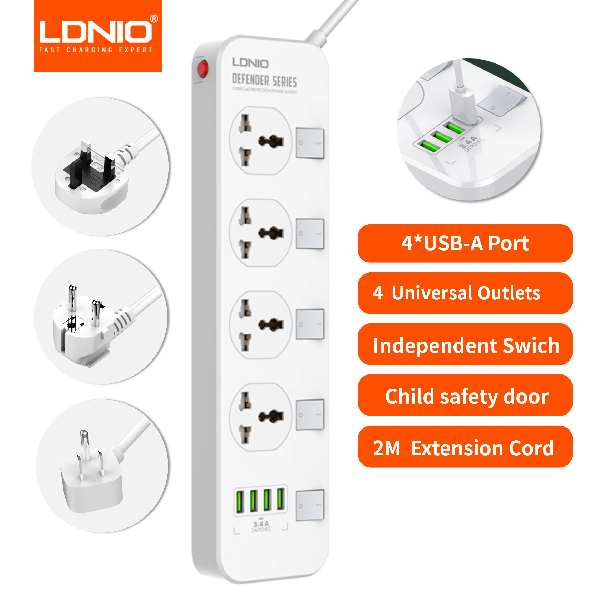 LDNIO-Power-Socket-4-Outlets-4-Usb-Charging-Ports-Switched-Power-Strip ...