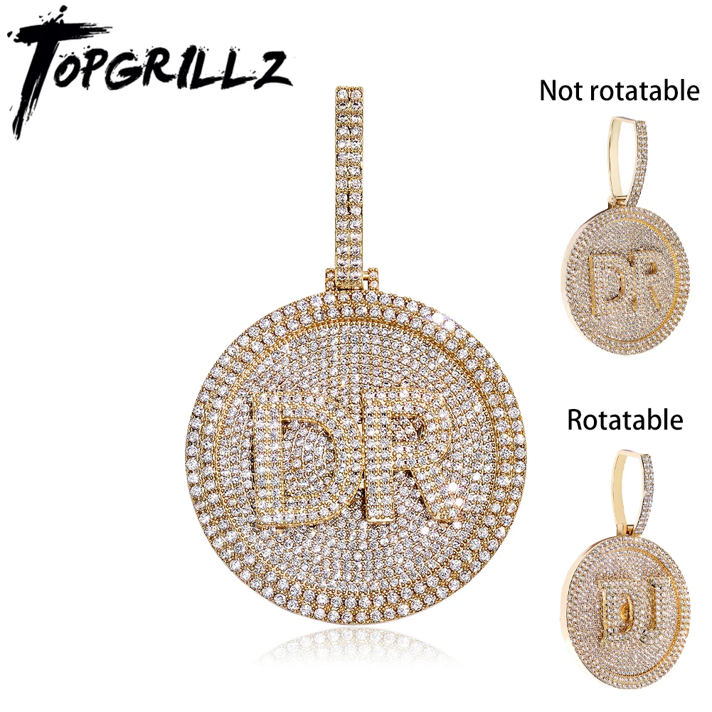 TOPGRILLZ-New-Round-Custom-Name-Pendant-Iced-Out-Letter-Logo-Pendant ...