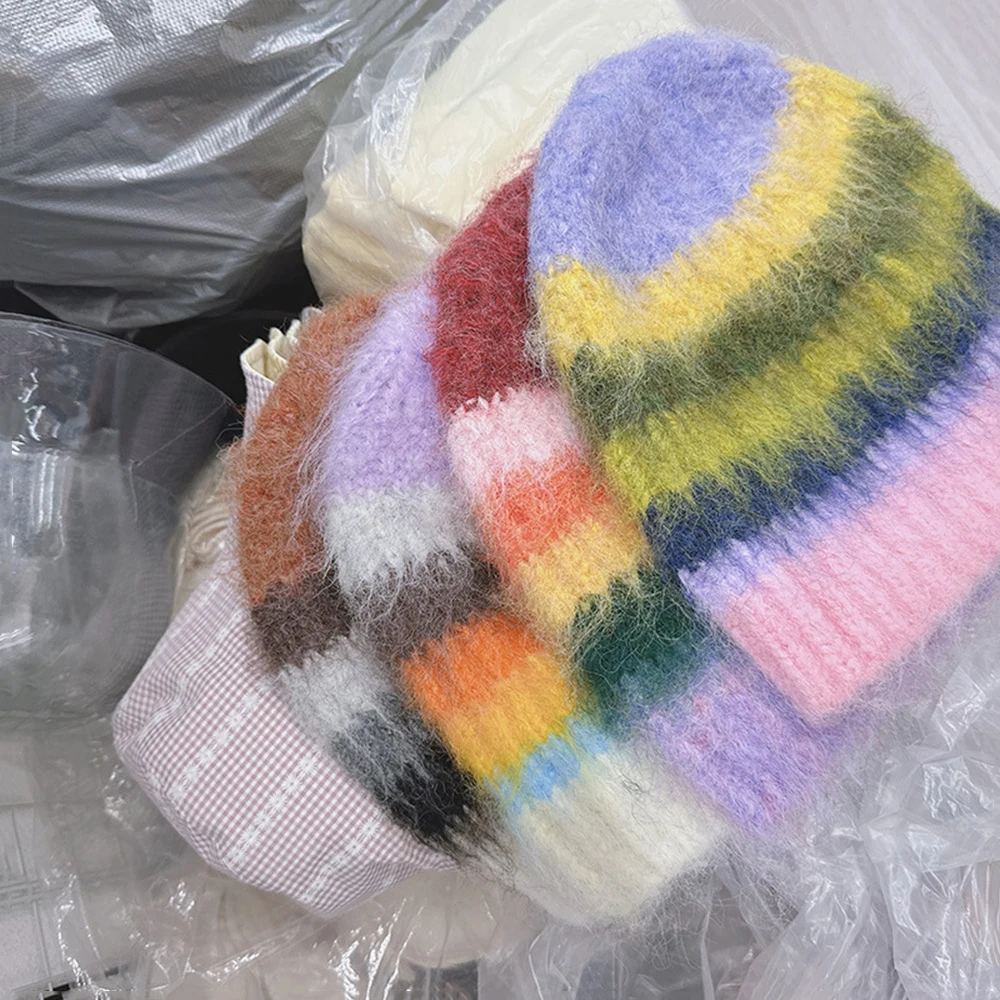 Winter-Soft-Women-Mohair-Knitted-Striped-Hat-Thick-Warm-Sport-Skullies-Gorros-Small-Yarn-Beanie ...