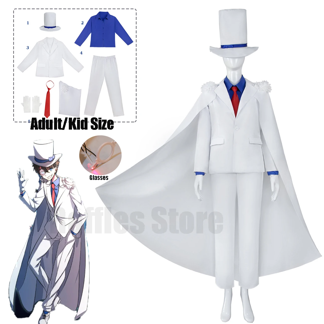Adult-Kids-Conan-Kid-the-Phantom-Thief-Anime-Cosplay-Costume-Hat ...