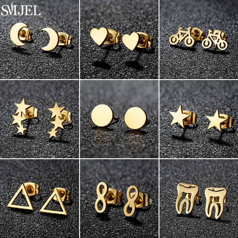 Pendientes-minimalistas-dorados-de-acero-inoxidable-para-mujer-aretes ...