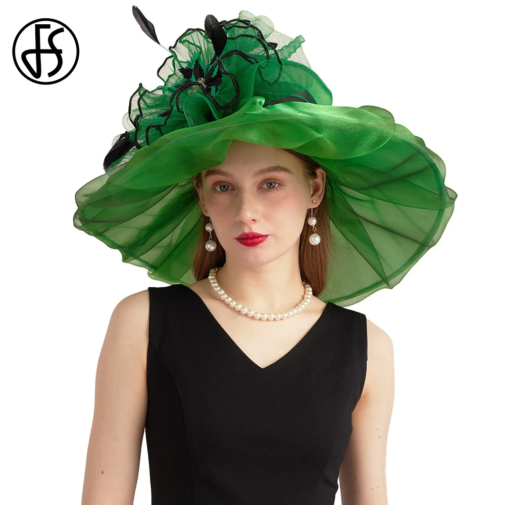 FS-Kentucky-Derby-Hats-For-Women-Organza-Saudi-National-Day-Green-Cap ...