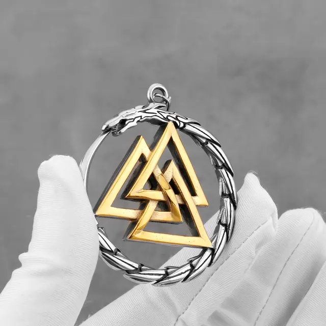 Viking Dragon Ouroboros Necklace Stainless Steel Men's Odin Valknut ...