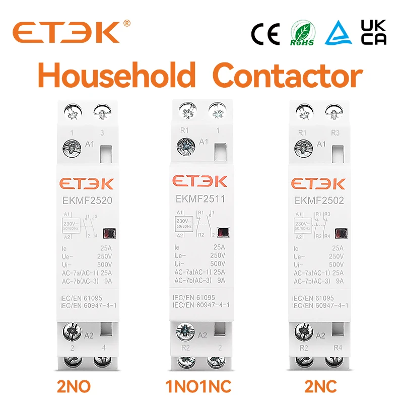 ETEK-Modular-AC-Contactor-Din-Rail-Household-220v-Single-Phase-2P-2no ...