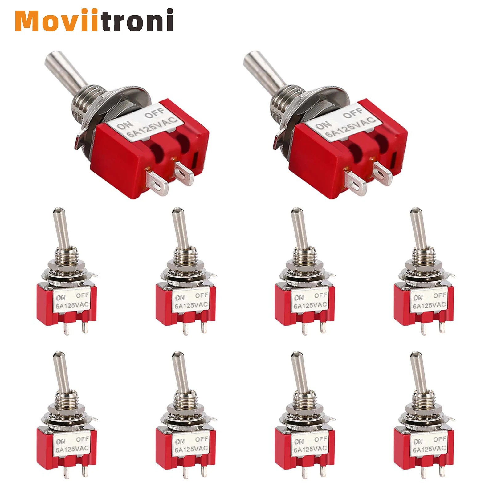 10pcs SPST Toggle Switch 2 Position 2 Terminal Miniature On/Off Mts-101 ...