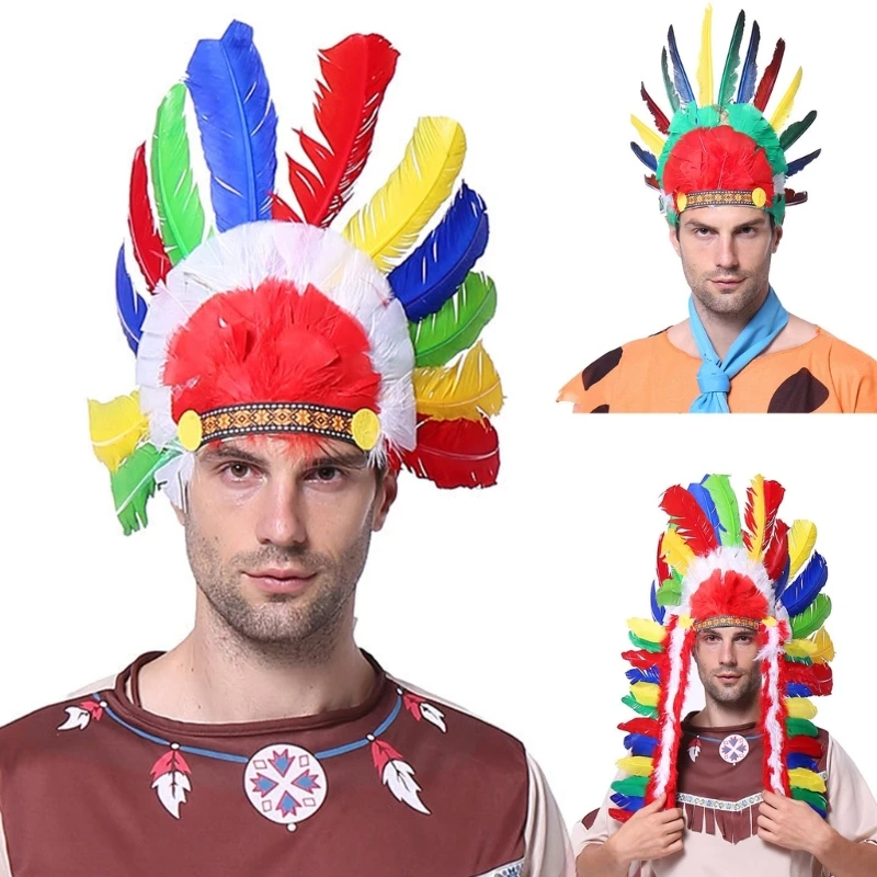 Tocado de jefe nativo americano disfraz indio pluma cabello vestido ...