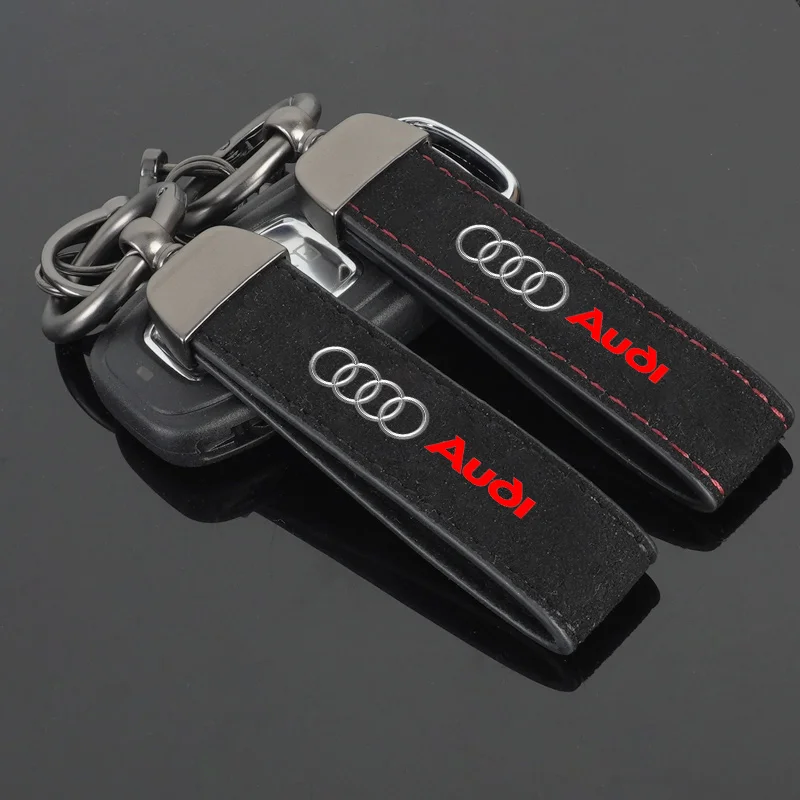 Leather Car Key Chain Rings Emblem Keychain Auto Keyring For Audi Sline ...