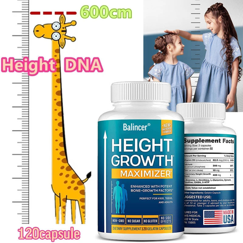 Height Growth Maximizer, Natural Height, Growth Pills with Calcium for ...