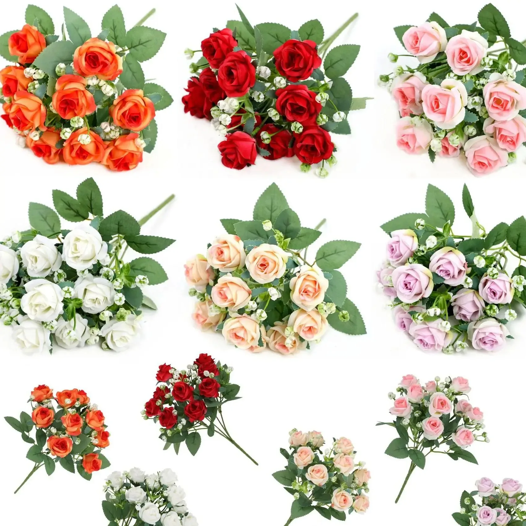 Rose-Artificial-Silk-for-Home-Decor-Flowers-Bouquet-Fake-Plant ...