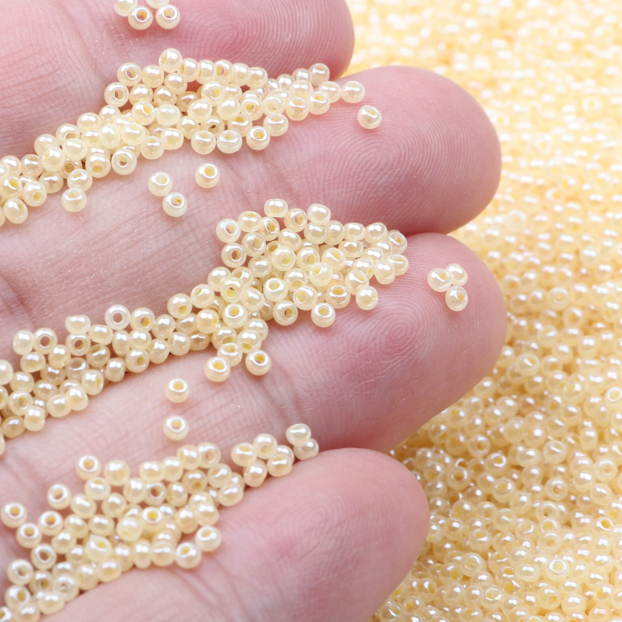 2mm-Jewelry-Making-DIY-Seed-Bead-Cream-Color-shiny-pale-glass-beads ...