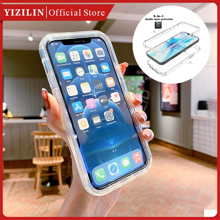 Luxury Transparent Phone Cases 2 In 1 Thickened Case for Iphone 14 13 ...