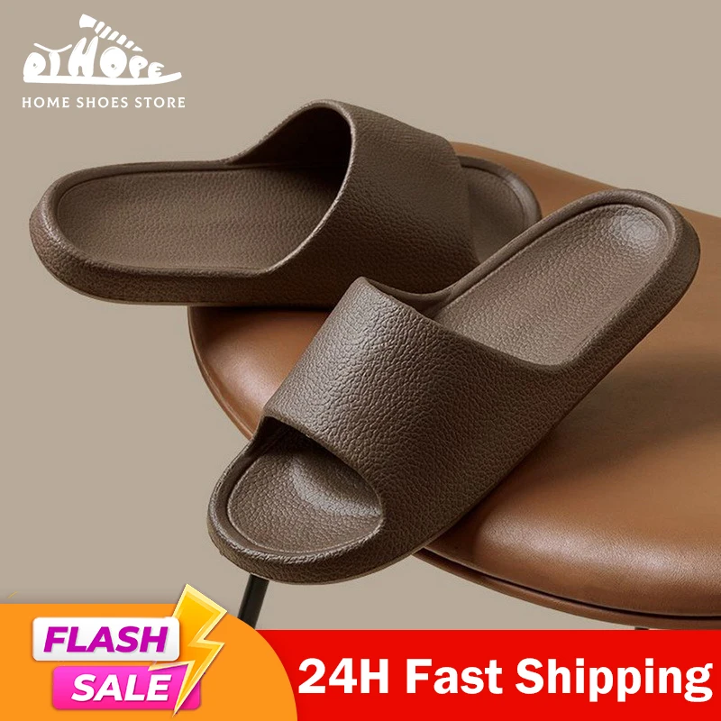 Couple-Home-Summer-Slippers-Simple-Leather-Texture-Solid-Color-Antiskid ...