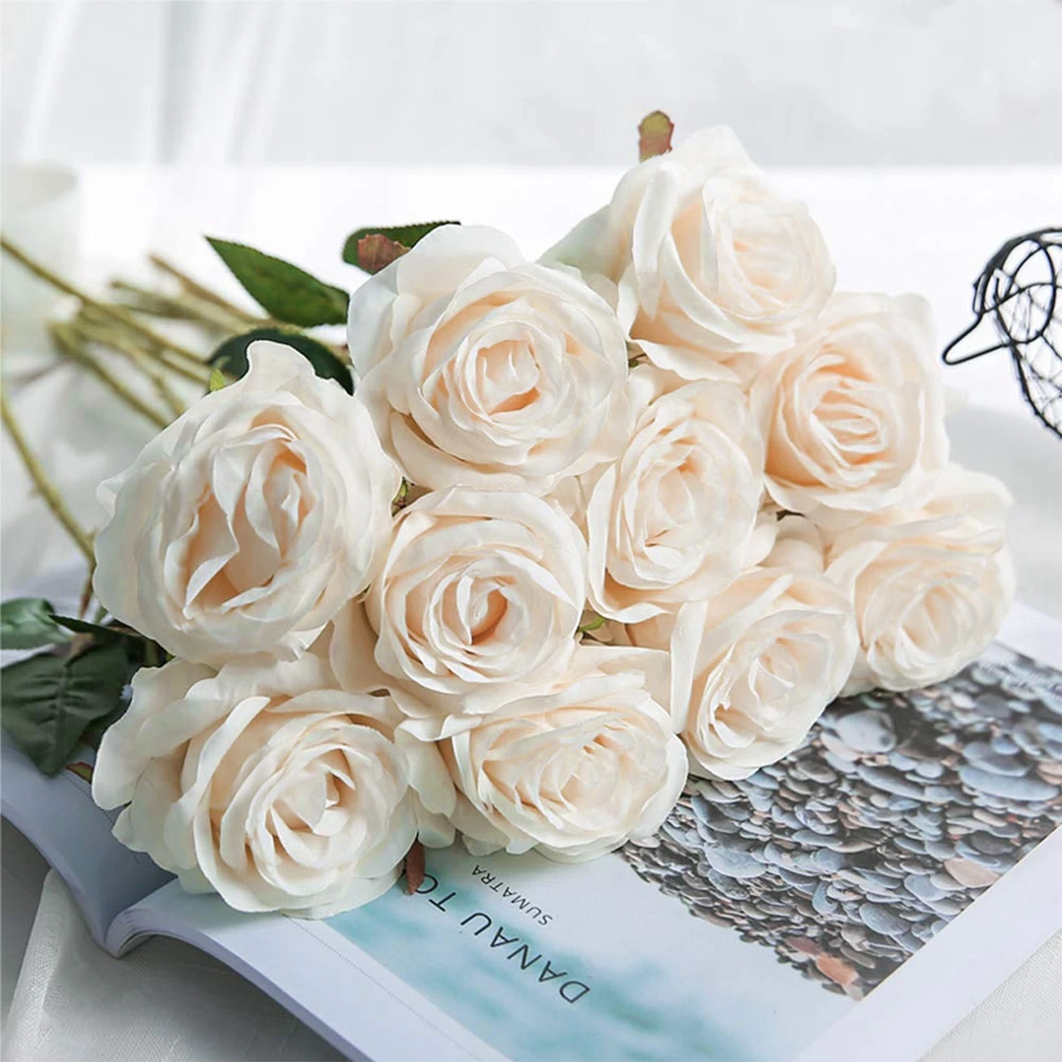 25PCS-Artificial-Silk-European-Rose-Box-packed-Flower-Peony-Fake-Flower ...