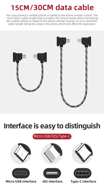 DJI Mavic Controller Cable Data Sync Cable For DJI Spark & Mavic Drones ...