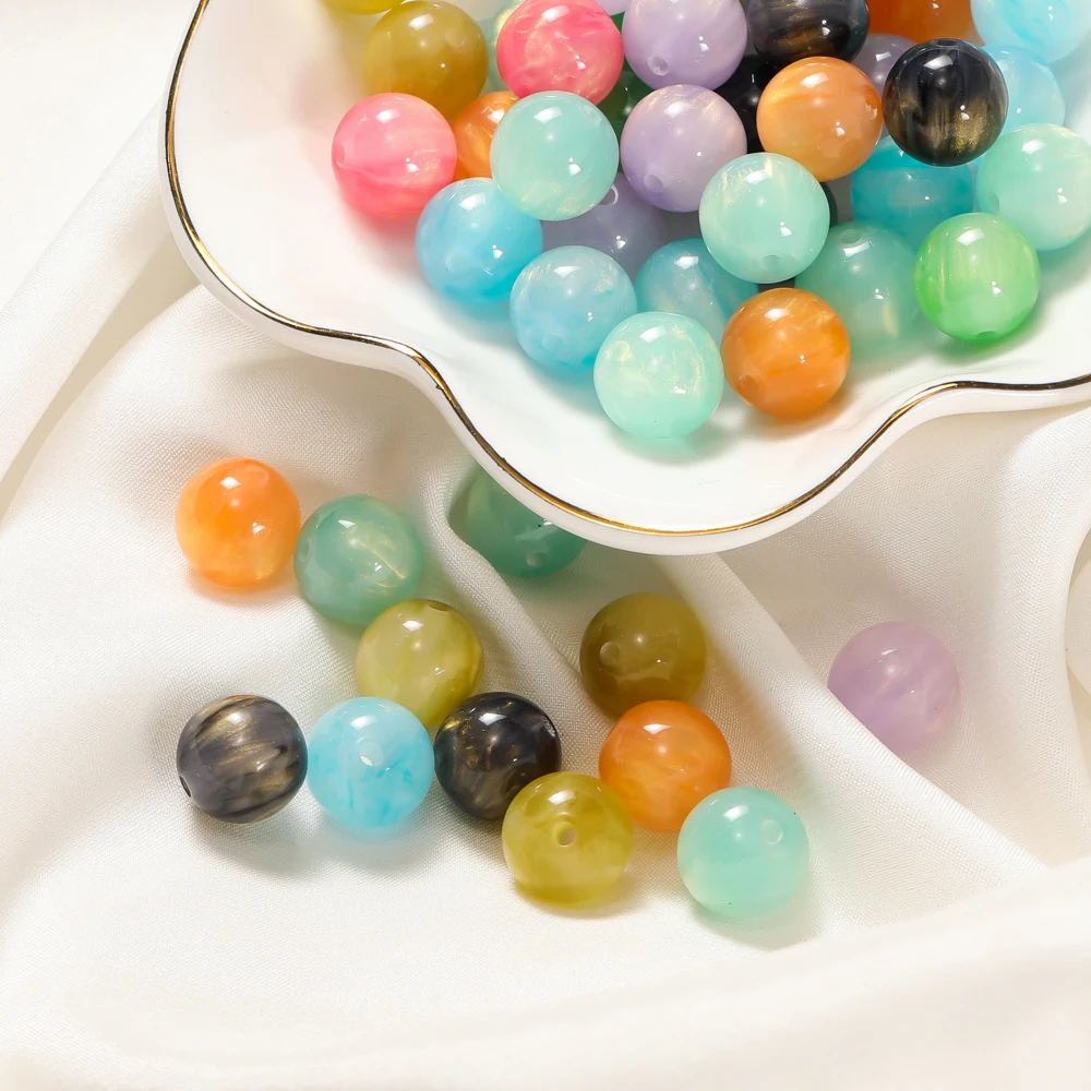 10Pcs 8mm 10mm Colorful Resin Beads Round Loose Spacers Beads for DIY ...