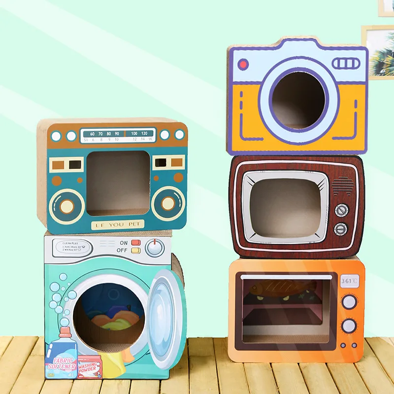 Fun Cat House Large Cat Scratching Post Vintage TV Radio Cat Scratcher ...