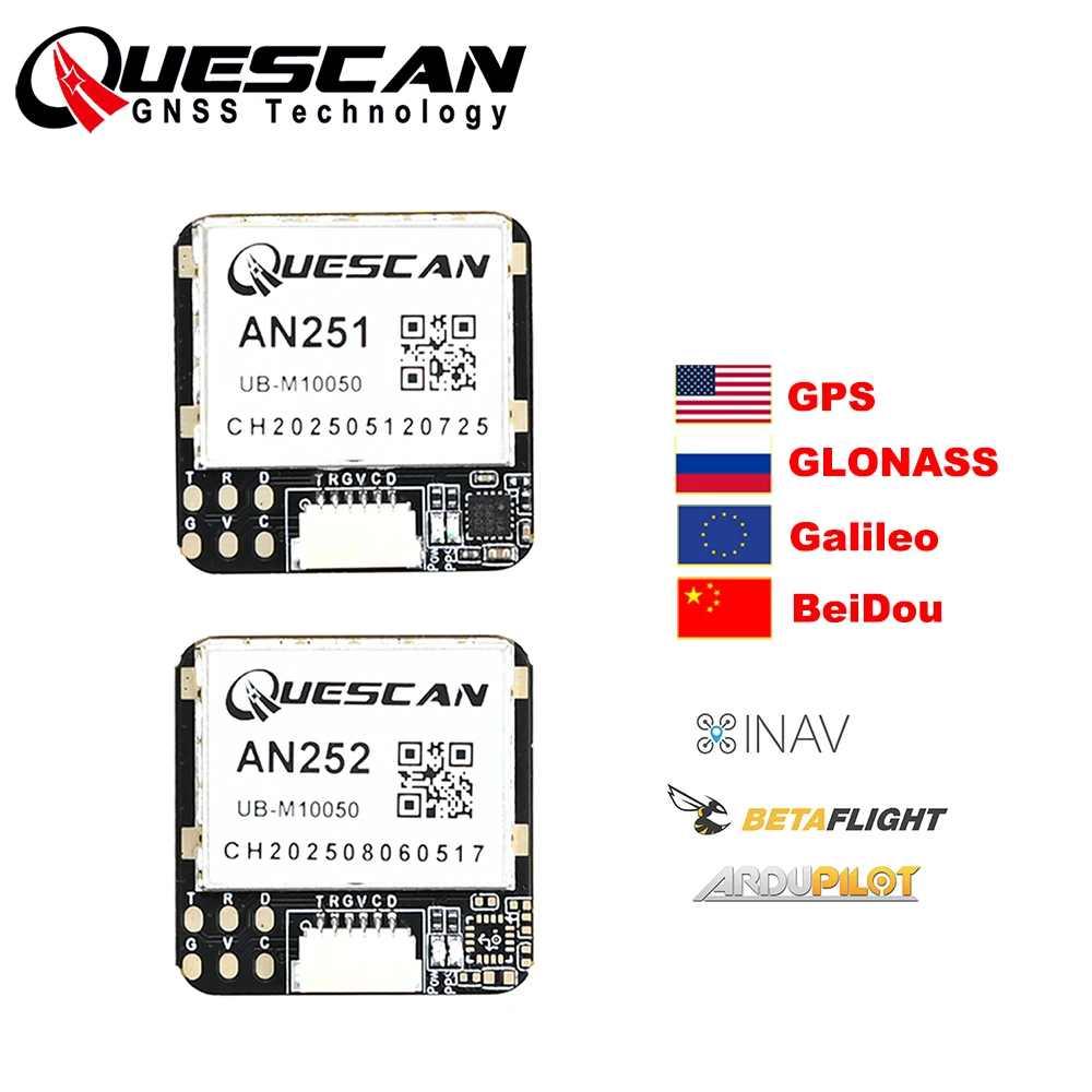 QUESCAN AN251 AN252 M10050 M10 GPS GNSS Module with Compass for INAV ...